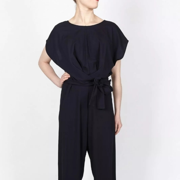 COS | Pants & Jumpsuits | Nwt 25 Cos Navy Blue Short Sleeve Wide Leg ...